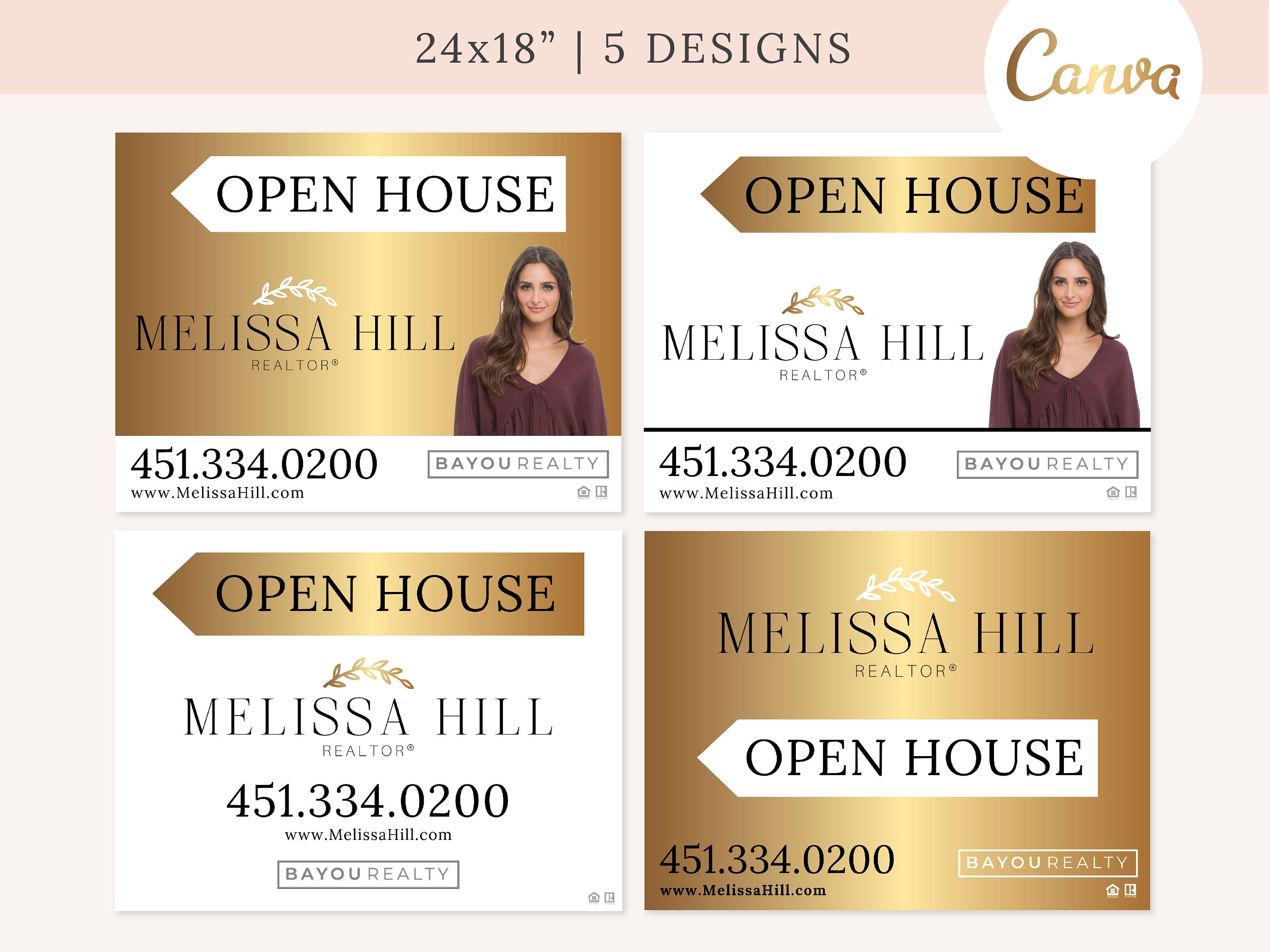 Open House Sign 18x24 GOLD Canva Real Estate Open House Sign - Etsy