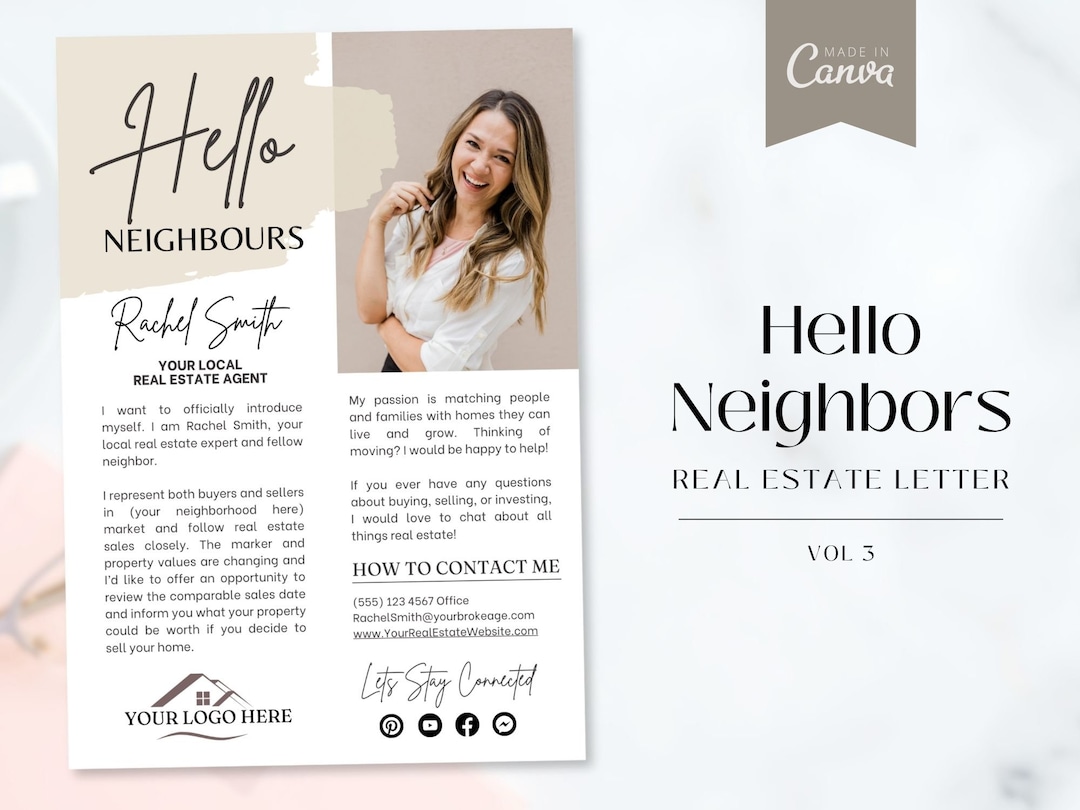 Real Estate Prospecting Letter, Hello Neighbor Intro (canva Template ...