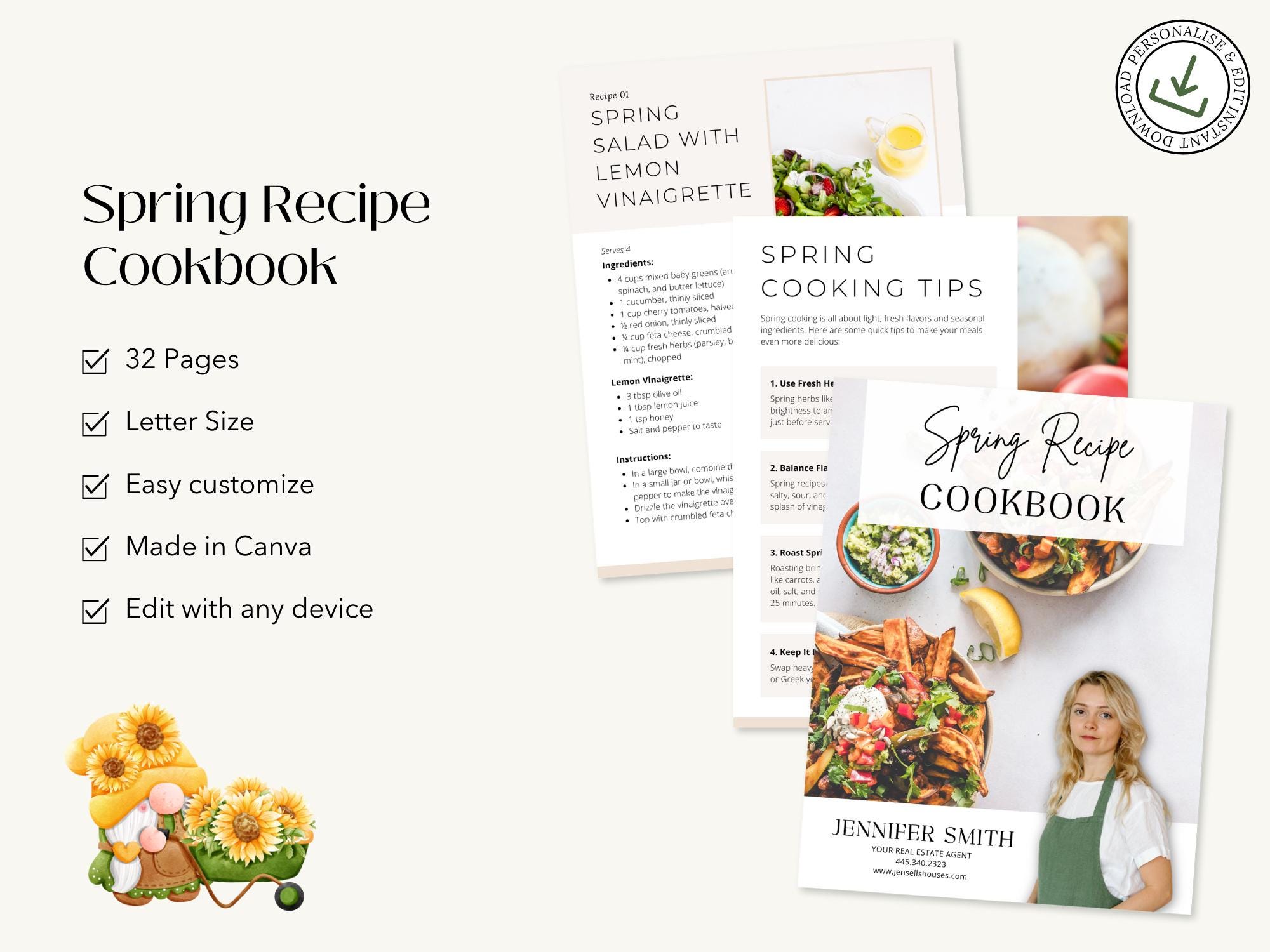 Real Estate Spring Recipe Cookbook, Canva Template (digital Download ...