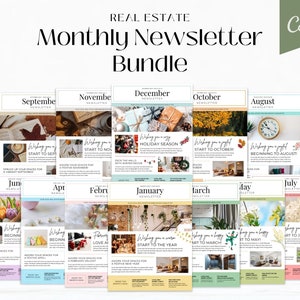 Real Estate Monthly Newsletter Bundle, Canva Template - Etsy