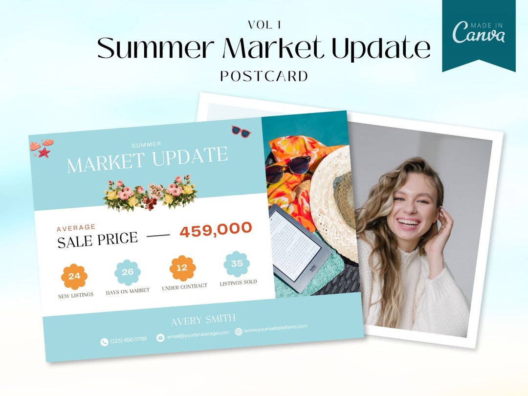 Summer Real Estate Market Update Postcard, Summer Realtor Postcard ...
