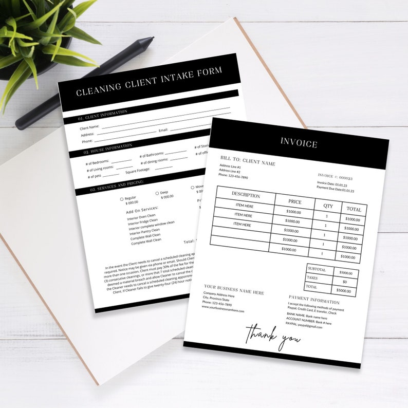 Cleaning Business Form Bundle, Editable Templates (canva) - Etsy