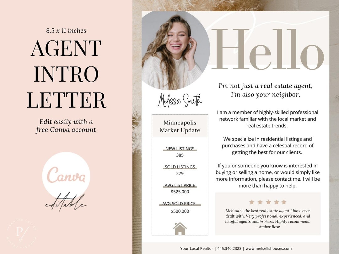 Real Estate Agent Intro Letter Flyer, Editable Canva Template - Etsy