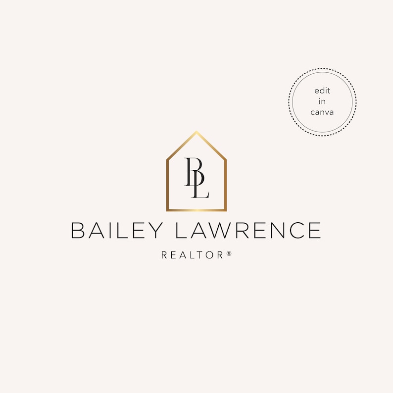 Gold Realtor Logo Canva Logo Template Rose Gold Real Estate - Etsy