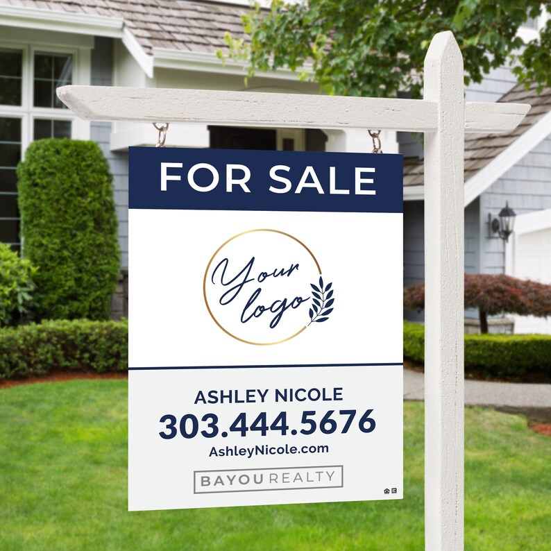 For Sale Sign 18x24 NAVY Canva Real Estate For Sale Sign | Etsy