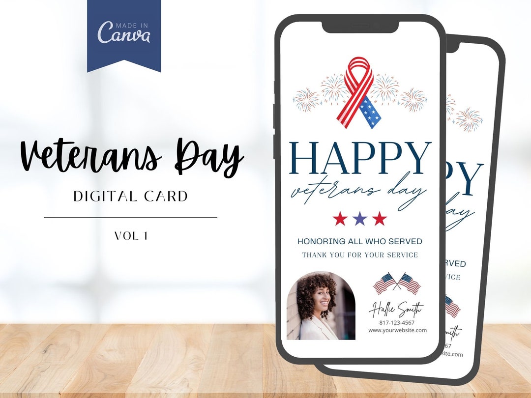Real Estate Veterans Day Digital Card | Text Marketing (canva Template ...
