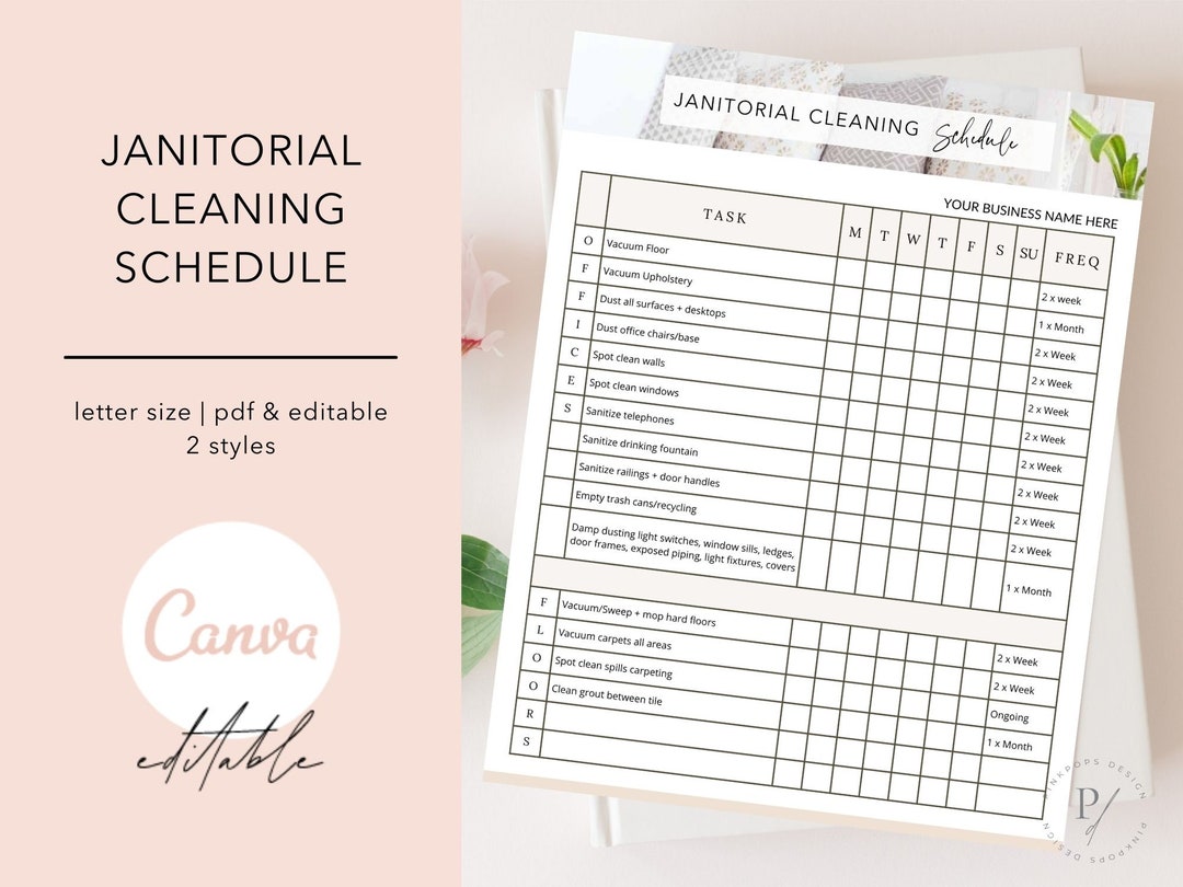 Janitorial Cleaning Schedule, House Cleaning Schedule, Professional ...