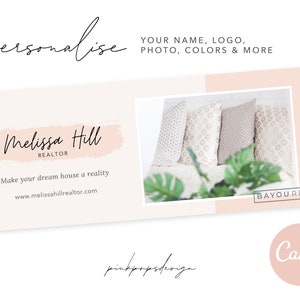 Blush Pink Real Estate Facebook Banner, Canva Template (digital ...