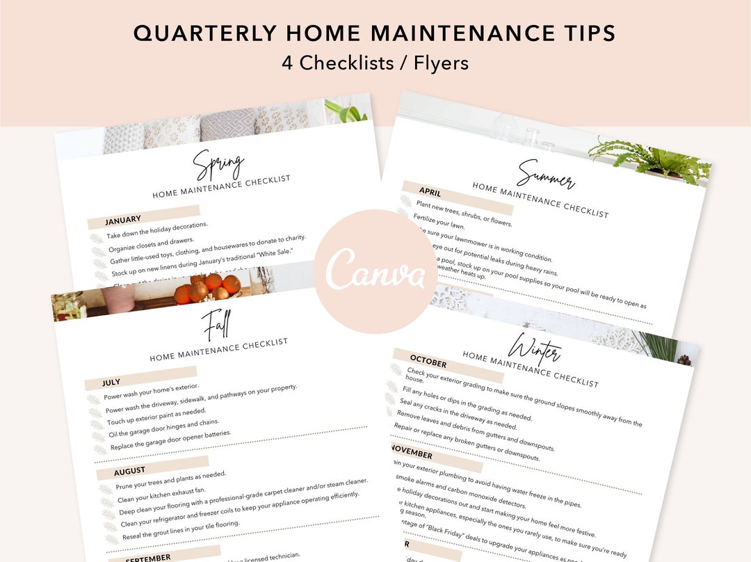 Quarterly Home Maintenance Checklist, Spring Maintenance Checklist ...