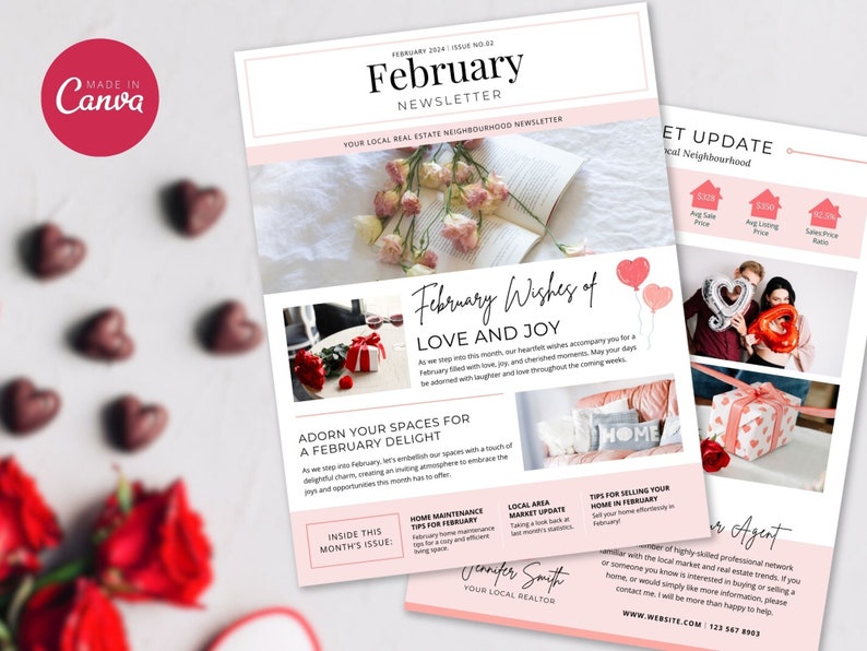 Real Estate Monthly Newsletter Bundle, Canva Template - Etsy