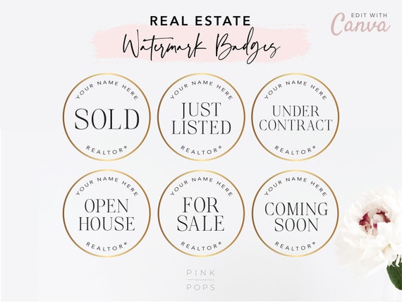Real Estate Watermarks Real Estate Badges Realtor Logo Sold | Etsy