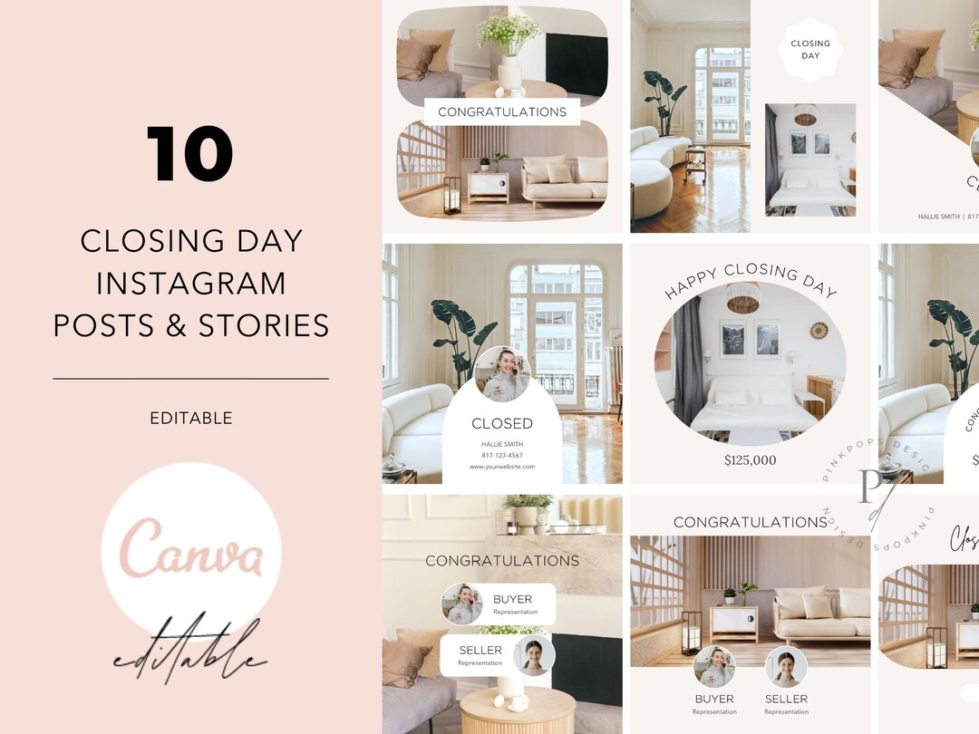 Real Estate Closing Day Instagram Posts, Canva Templates (digital ...