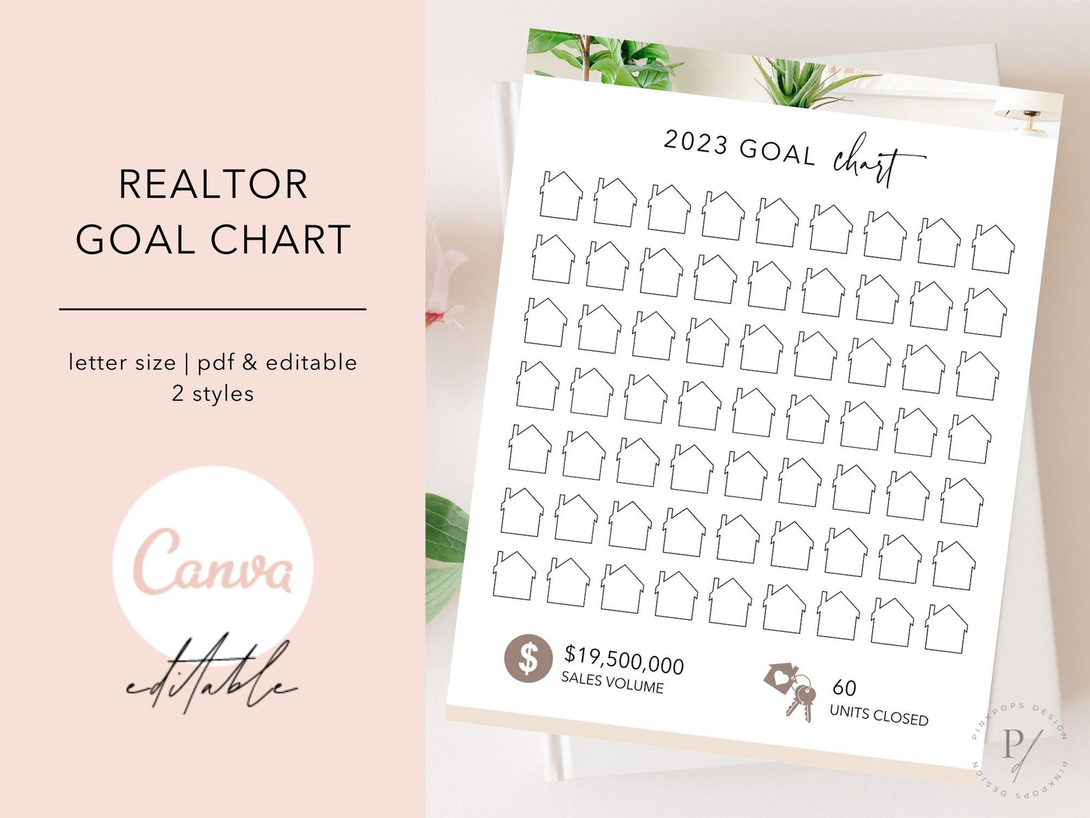 Real Estate Goal Chart, House Goal Chart, Real Estate Marketing, 2023 ...