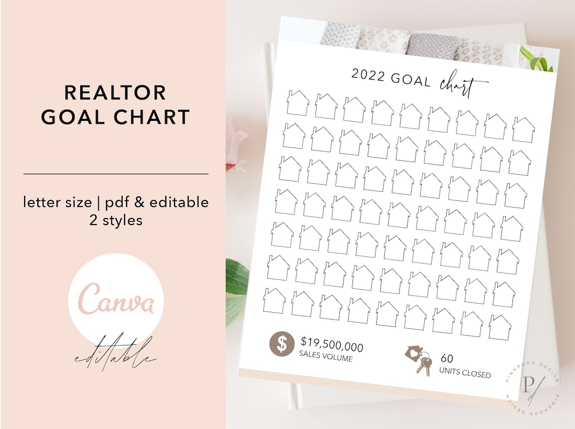 Real Estate Goal Chart House Goal Chart Real Estate | Etsy