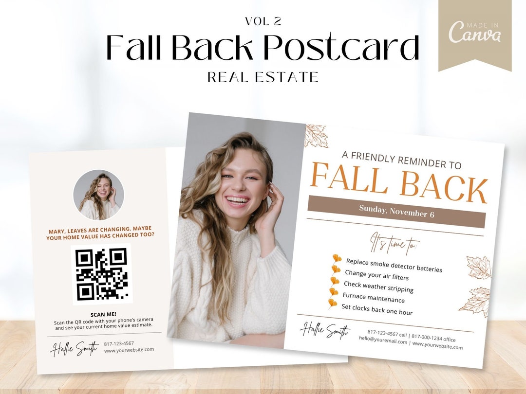 Real Estate Fall Daylight Saving Time Postcard | Vol 02 | Fall Back ...