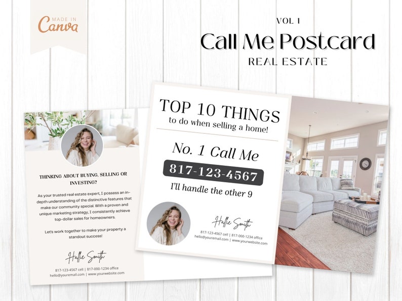 Real Estate Marketing Postcard | Call Me Template (canva Editable) - Etsy