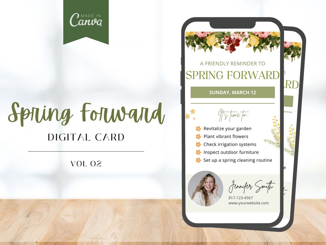 Real Estate Spring Forward Digital Card | Realtor Marketing (canva ...
