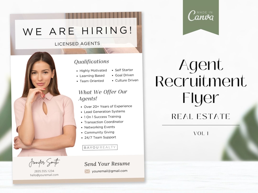 Real Estate Agent Recruitment Flyer | Real Estate Marketing | Real Estate Flyer | Agent ...