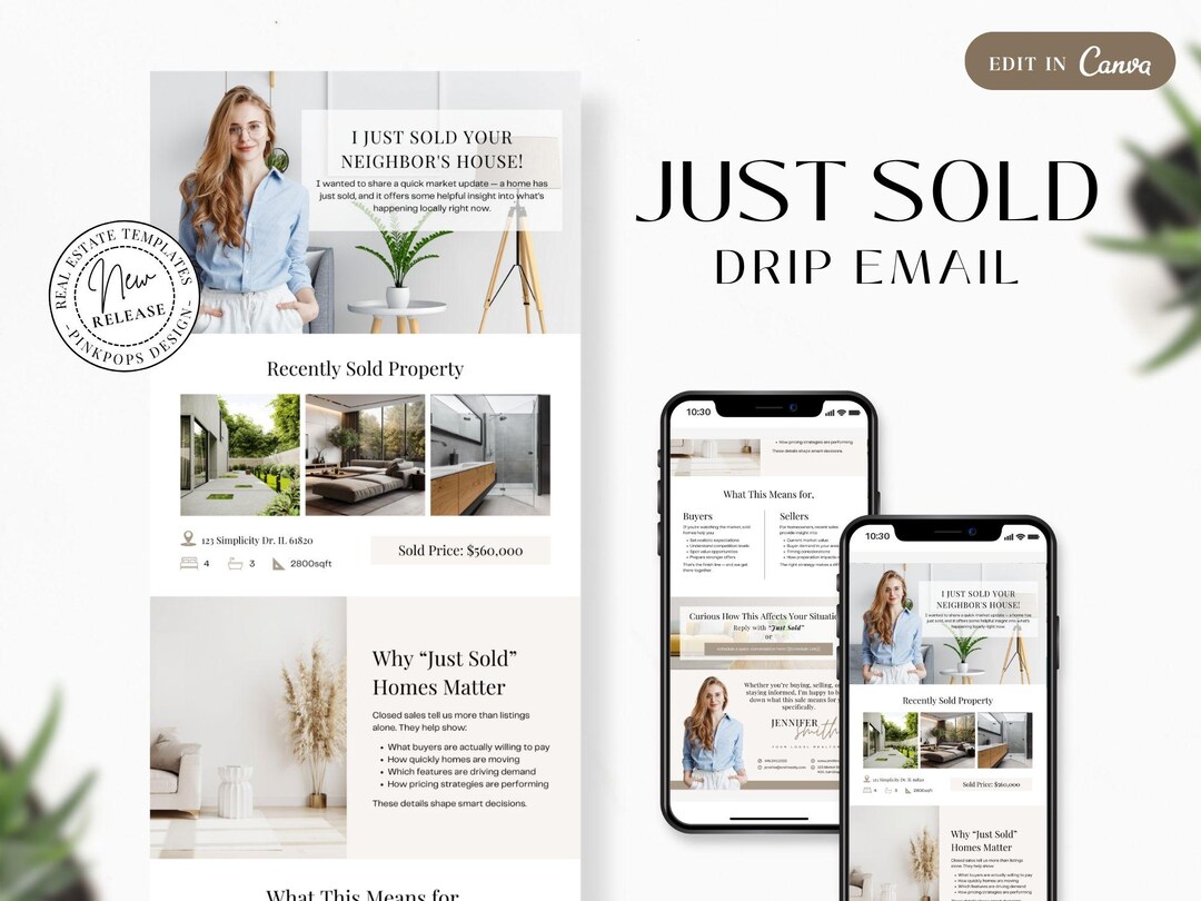 Real Estate Just Sold Email Template (digital Download) - Etsy
