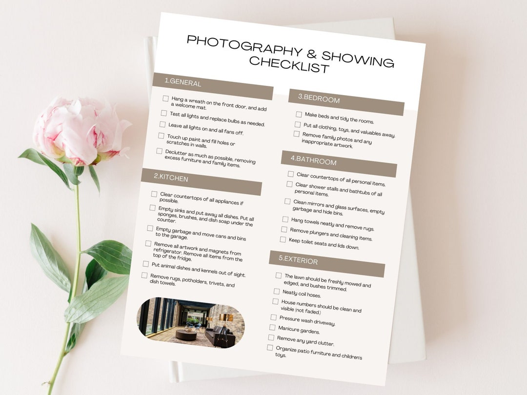 Real Estate Photography & Showing Checklist (printable PDF) - Etsy