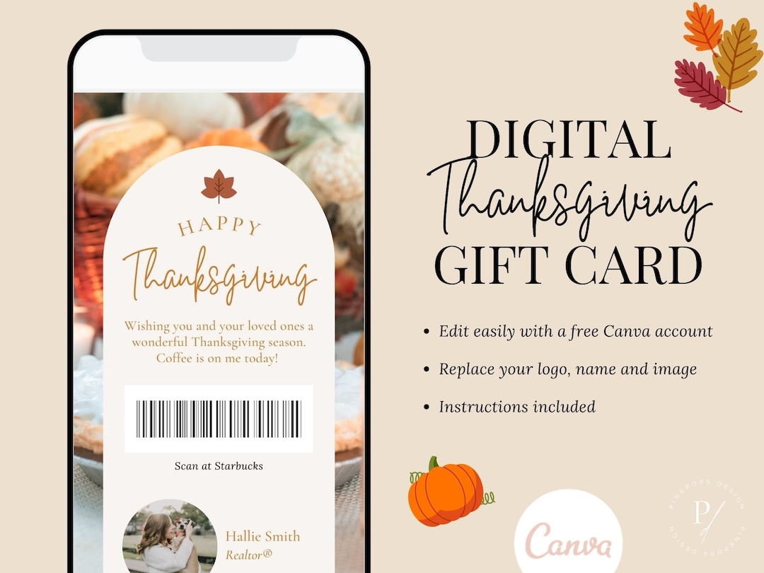Thanksgiving Digital Card, Fall Digital Coffee Gift Card, Textable ...