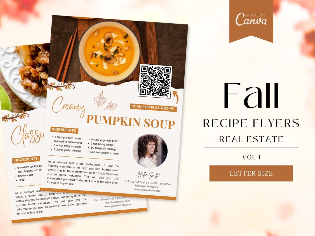 Real Estate Fall Recipe Flyer Bundle | Canva Template (digital Download ...