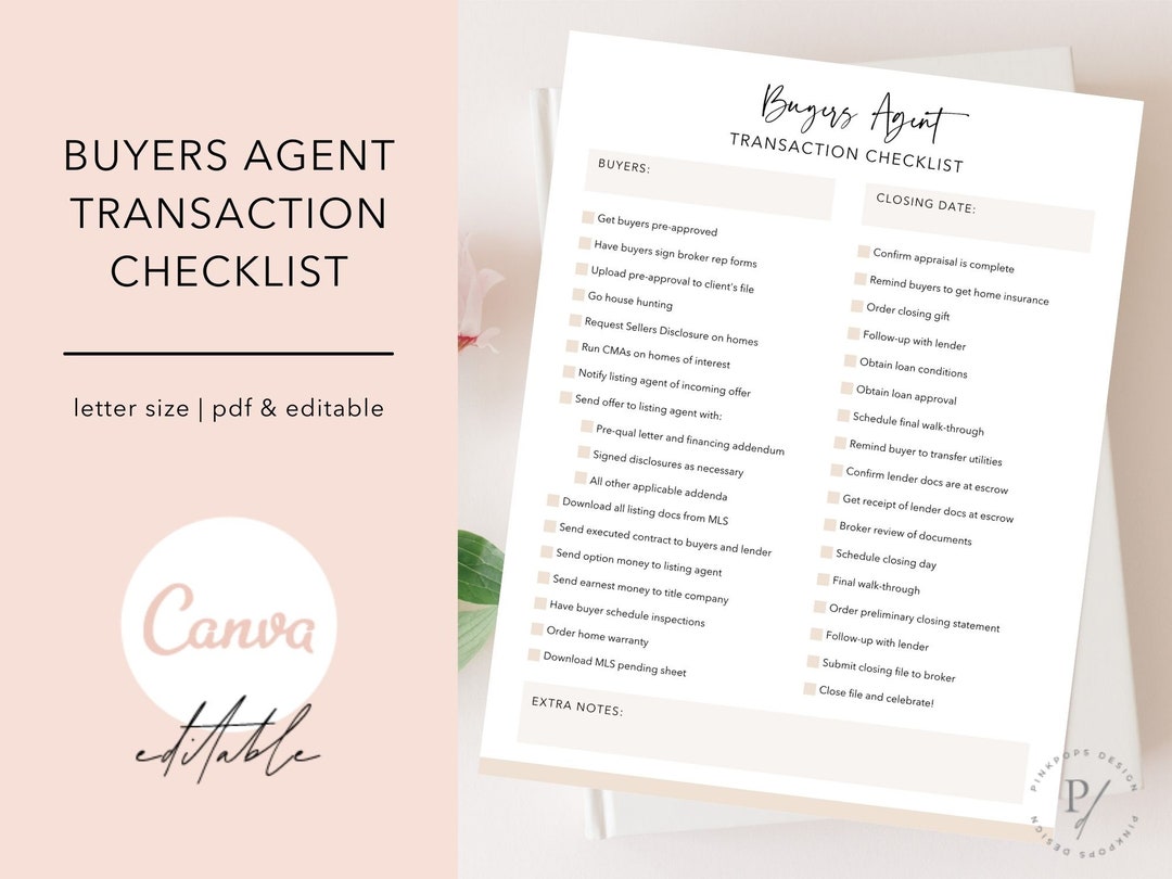 Buyers Agent Transaction Checklist, Real Estate Marketing (PDF ...