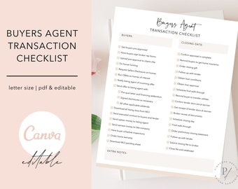 Sellers Agent Transaction Checklist, Real Estate Marketing, Real Estate ...