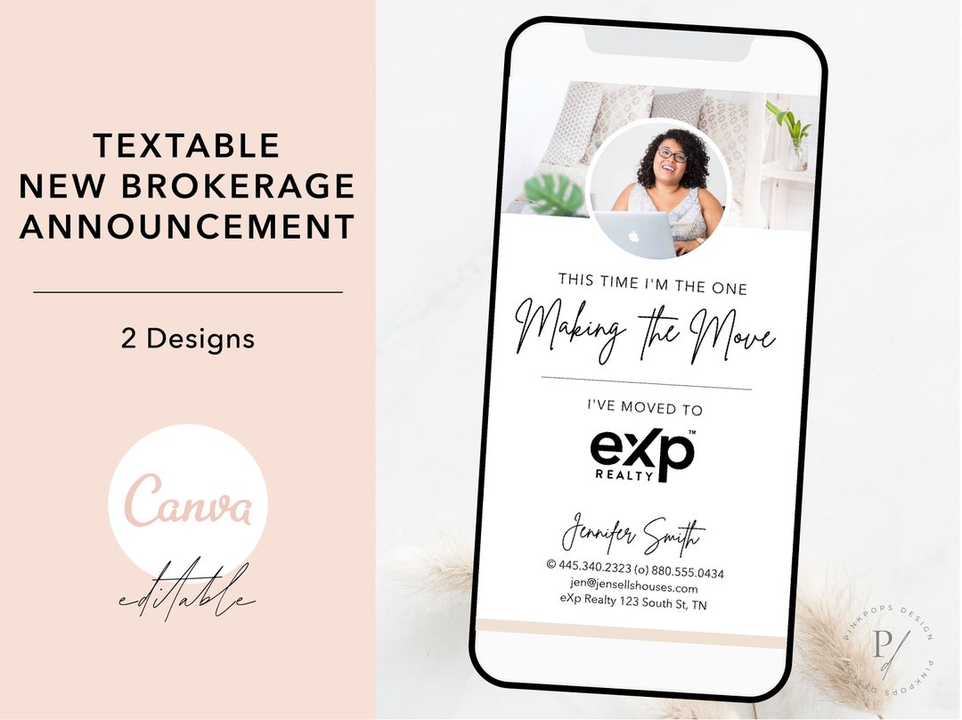 Real Estate New Brokerage Announcement, Canva Template (digital ...
