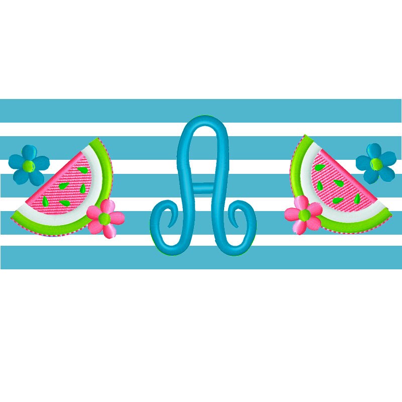 Watermelons W-monogram Font Embroidery - Etsy