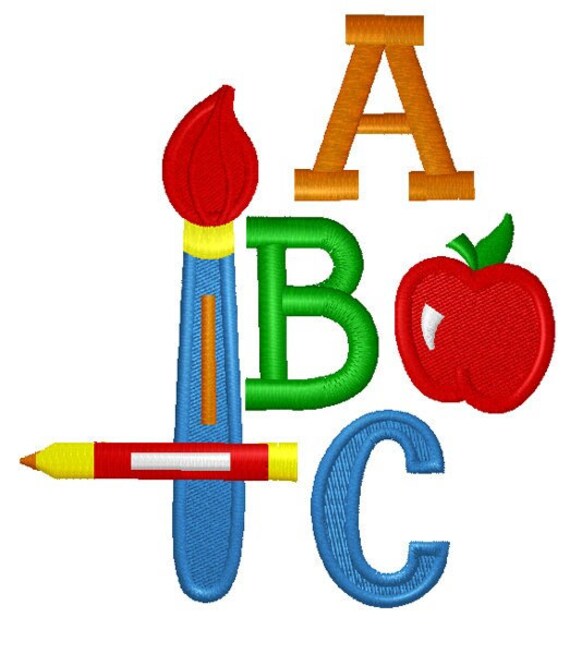 School Embroidery ABC Machine Embroidery Instant Download by - Etsy