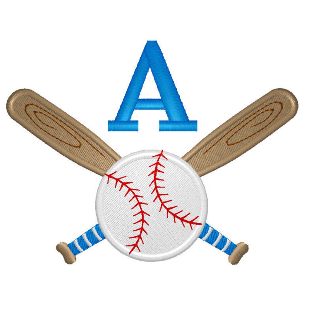 Baseball & Bats With Monogram Font Embroidery Design Instant Download ...