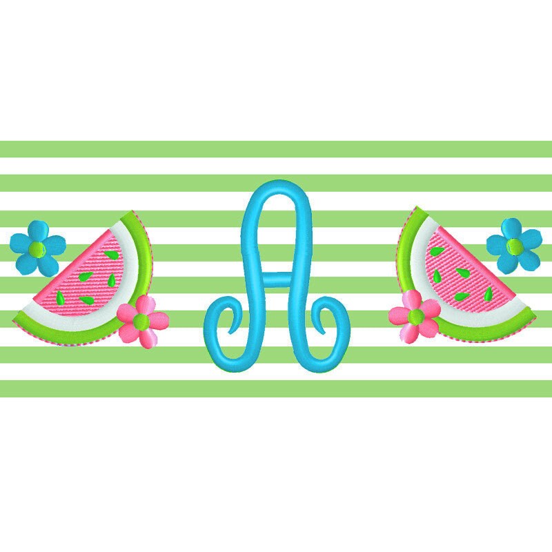 Watermelons W Monogram Font Embroidery Etsy