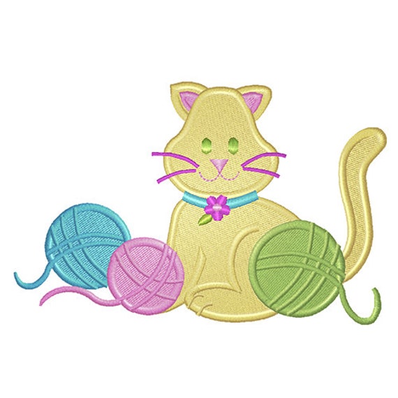 Kitten With Yarn Machine Embroidery Instant Download by Patsy - Etsy