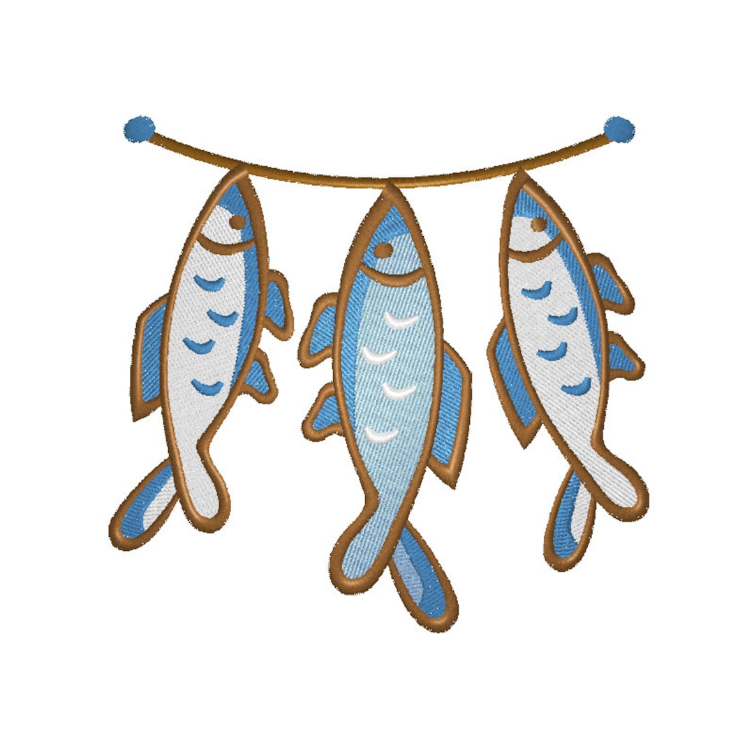 Fish on A String (2 Sizes) Embroidery - Etsy