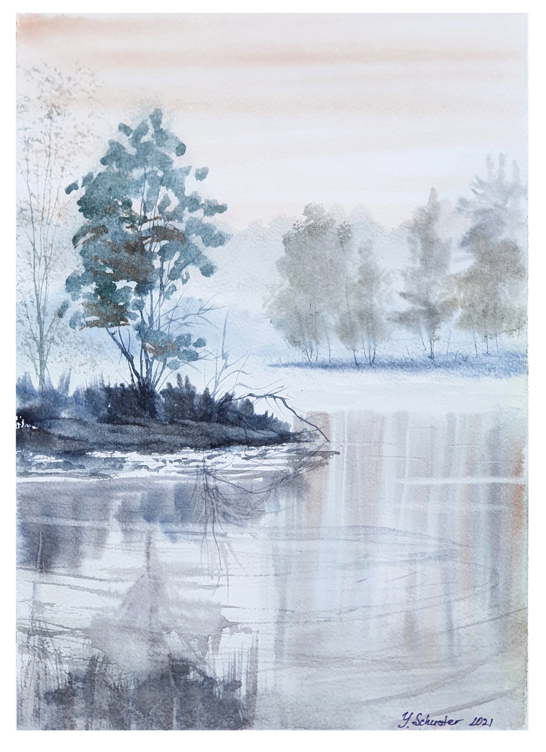 Original Wall Art. ORIGINAL WATERCOLOR: Into the Mist. Watercolor ...