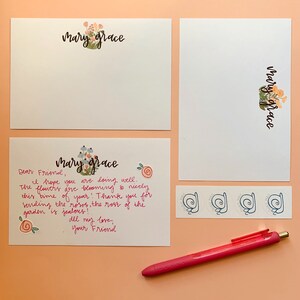 Personalized Floral Card Stationery Set Custom Thank You - Etsy