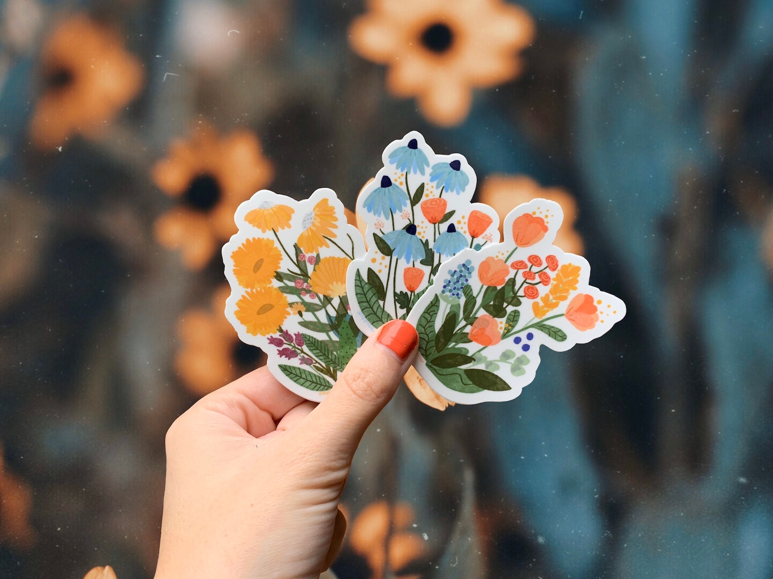 Watercolor Flower Sticker Illustrated Flower Sticker | Etsy