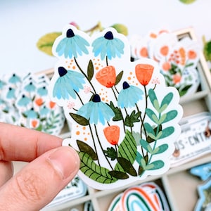 Watercolor Flower Sticker, Illustrated Flower Sticker, Flower Stickers ...
