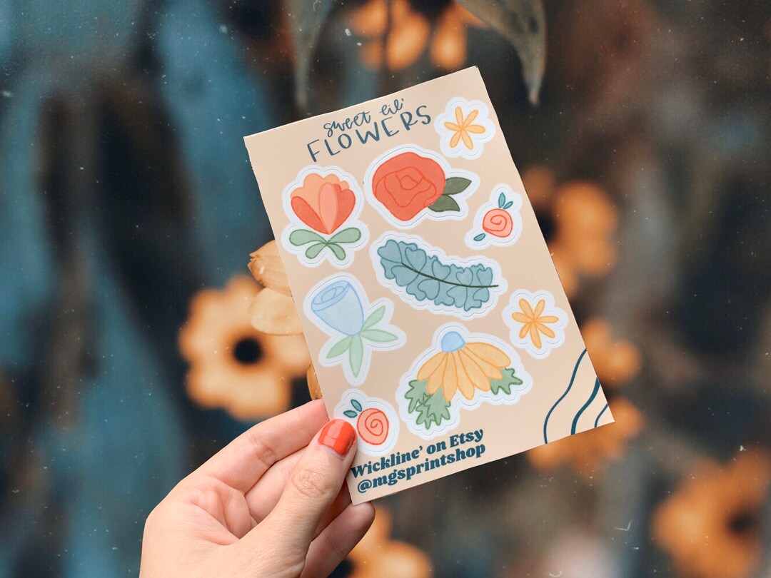 Flower Sticker Pack, Flower Sticker Sheet, Stationery Stickers, Phone ...