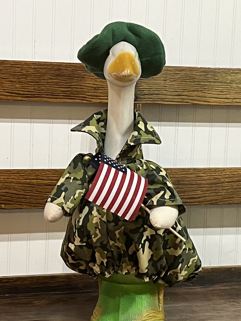 Camo Military Goose Waving Old Glory by Goose Clothes and More - Etsy