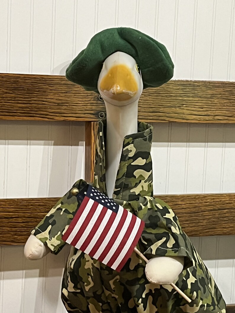 Camo Military Goose Waving Old Glory by Goose Clothes and More - Etsy