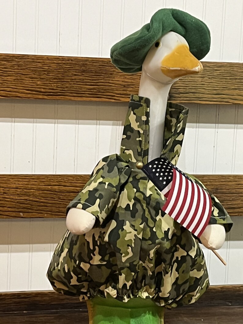 Camo Military Goose Waving Old Glory by Goose Clothes and More - Etsy