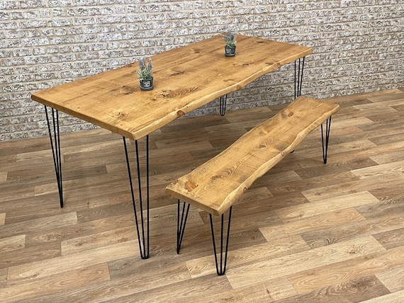 Industrial Hairpin Dining Table Live Edge Dining Table Rustic Live Edge Table Live Edge Etsy
