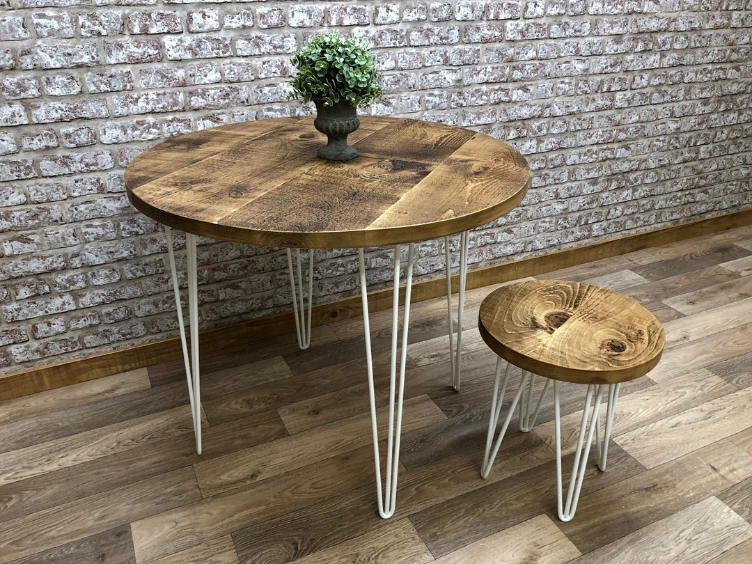Round Dining Table, Hairpin Leg Kitchen Table, Industrial Hairpin Leg ...