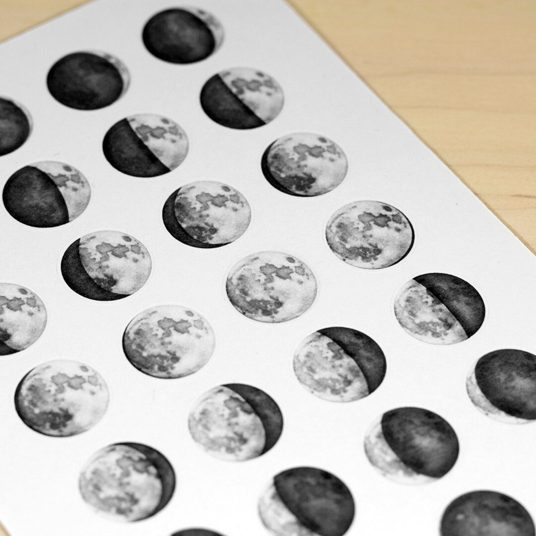 SMALL MOONS in Black/white - Lunar Tracking / Moon Phases - Watercolor ...