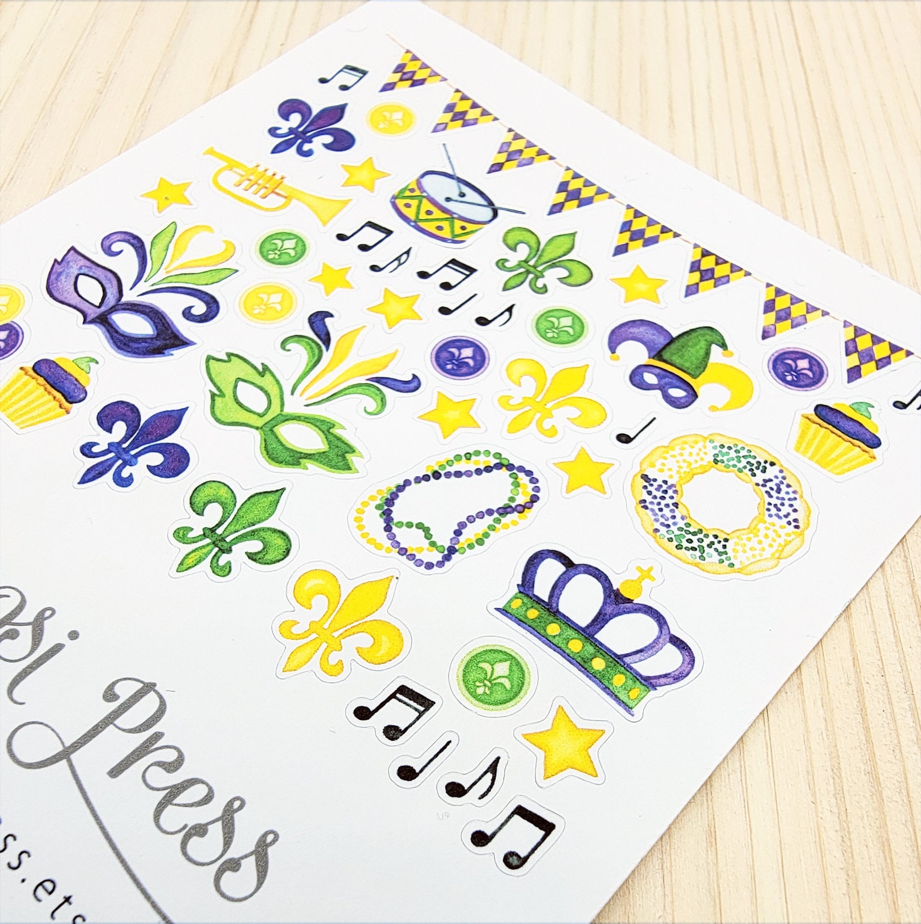 Mardi Gras Stickers Watercolor Planner Stickers - Etsy