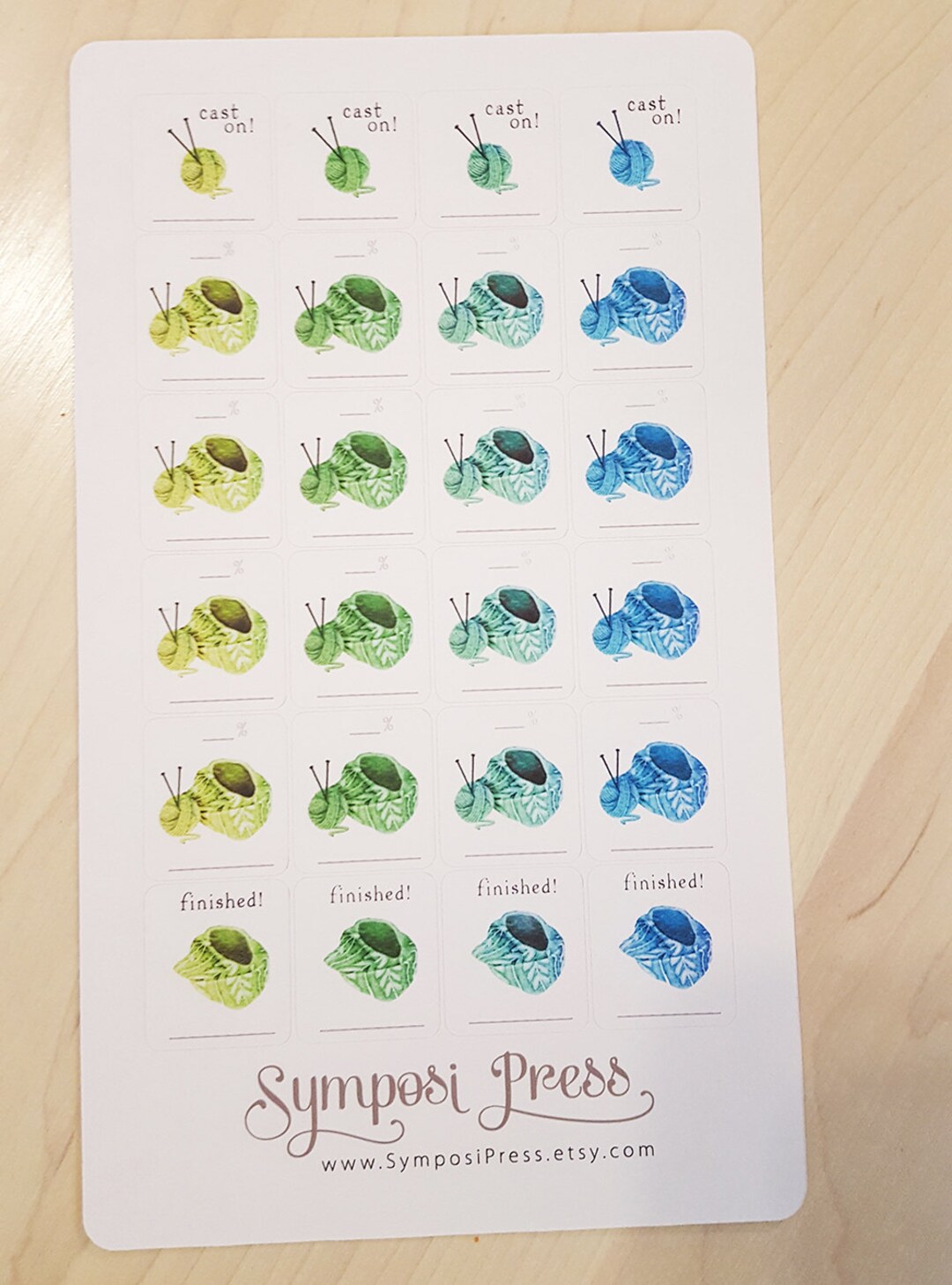 Cowls! Work-in-progress (WIP) Knitting Stickers in Green & Blue ...