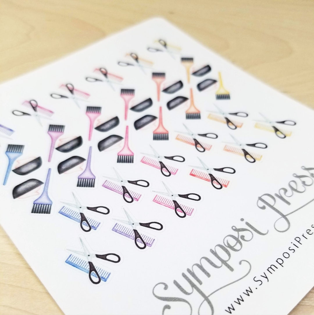 Cut & Color! Hair Salon Stickers in "rosella" - Watercolor Planner ...