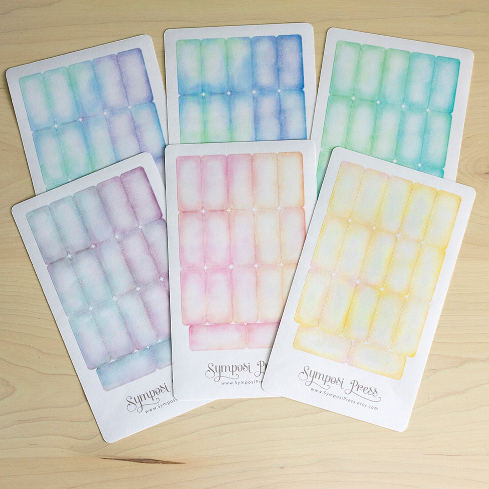Half Box Stickers in "gelato" - Watercolor Planner Stickers - Etsy